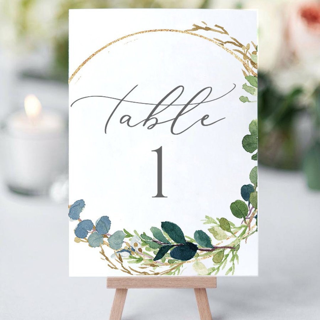 Greenery Table Numbers Cards Template, TRY Before You BUY, 100% ...