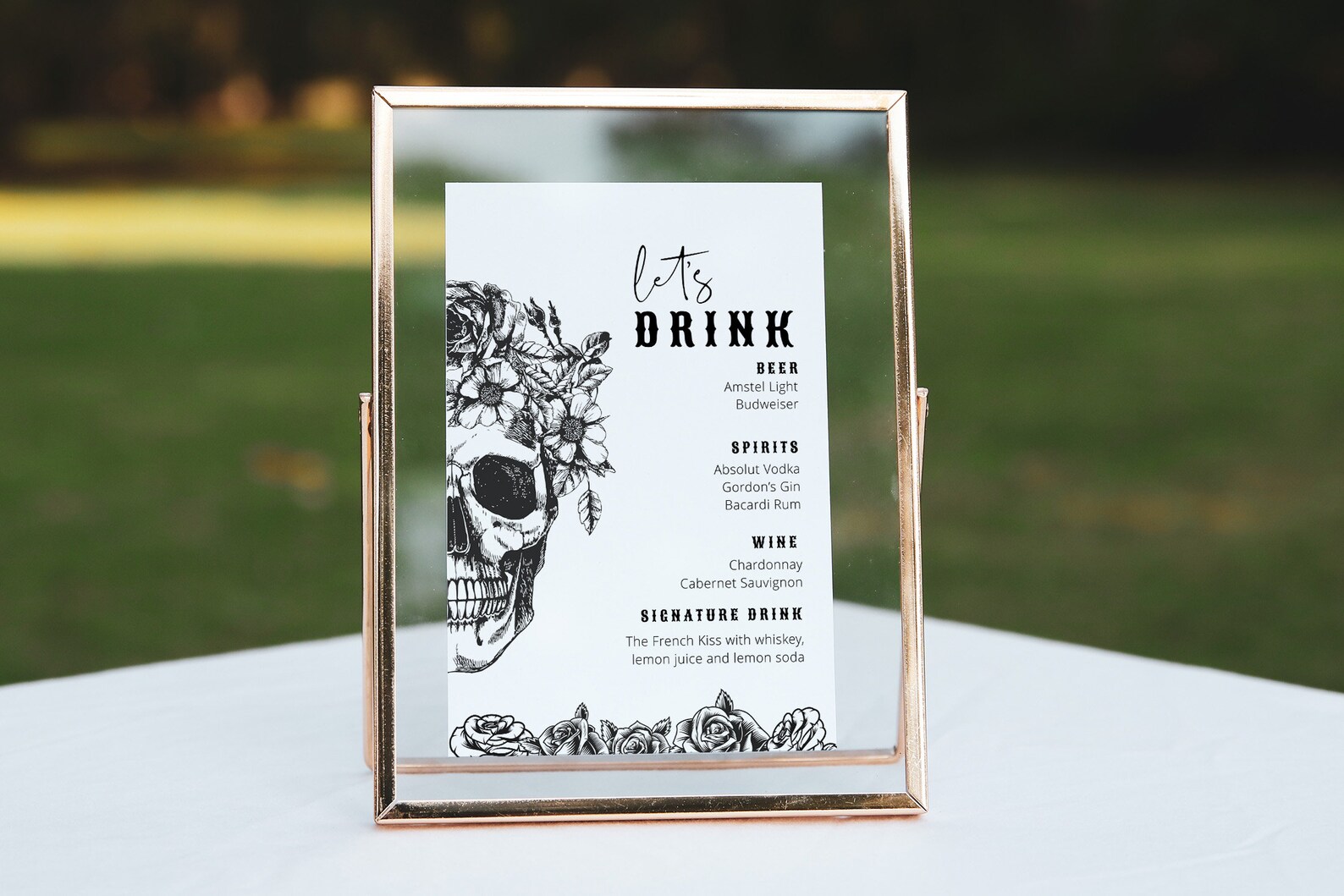 Skull Gothic Drink Menu Template Let's Drink Halloween - Etsy