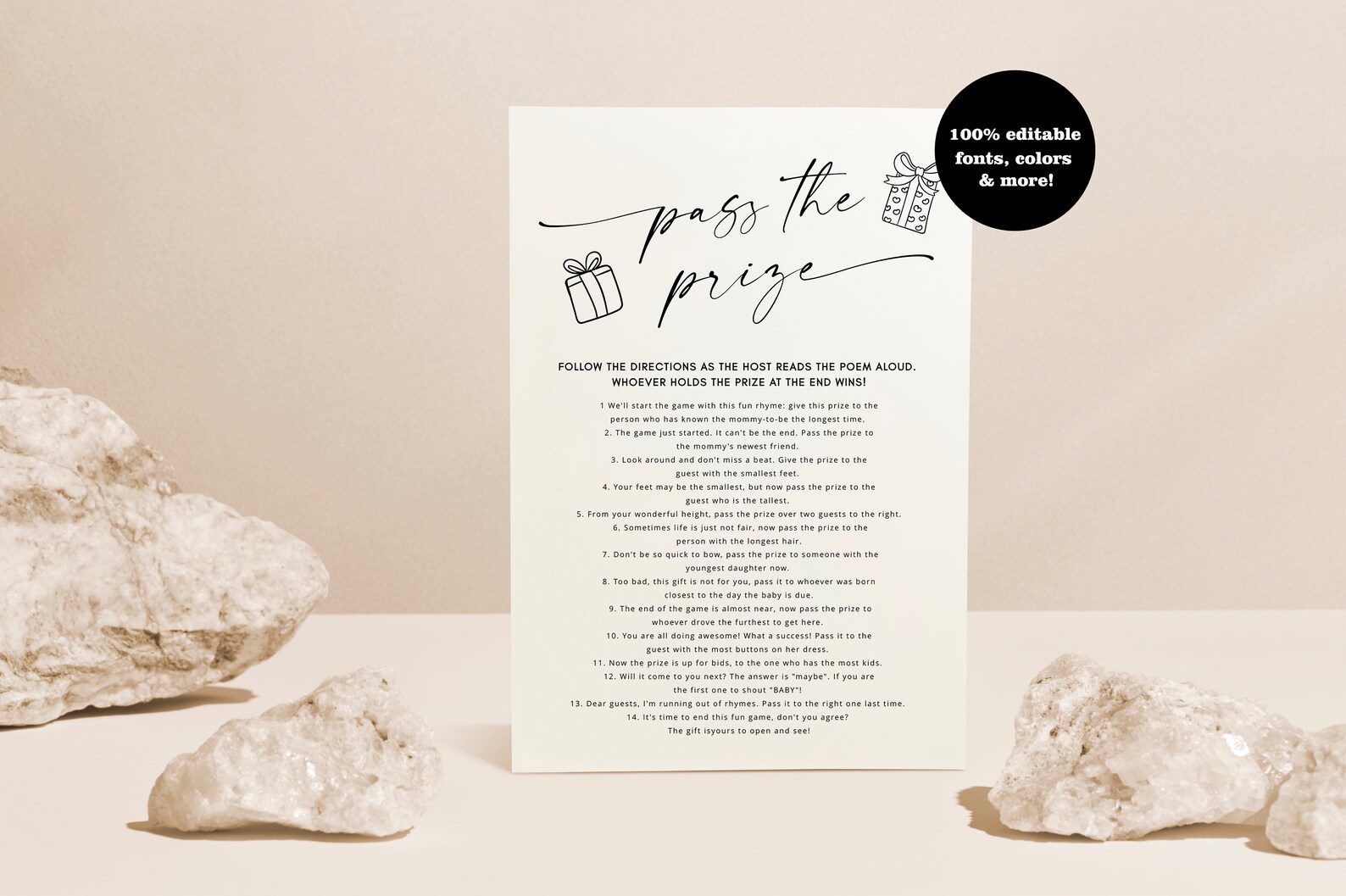 Pass the Prize Poem Game, Modern Baby Shower Games, Baby Shower Rhyme ...