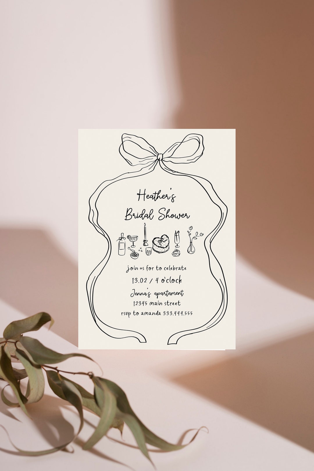 Old Money Bridal Shower Invitation, Ribbon Bridal Shower Invitation ...