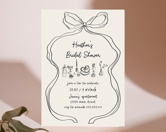 Old Money Bridal Shower Invitation, Ribbon Bridal Shower Invitation ...