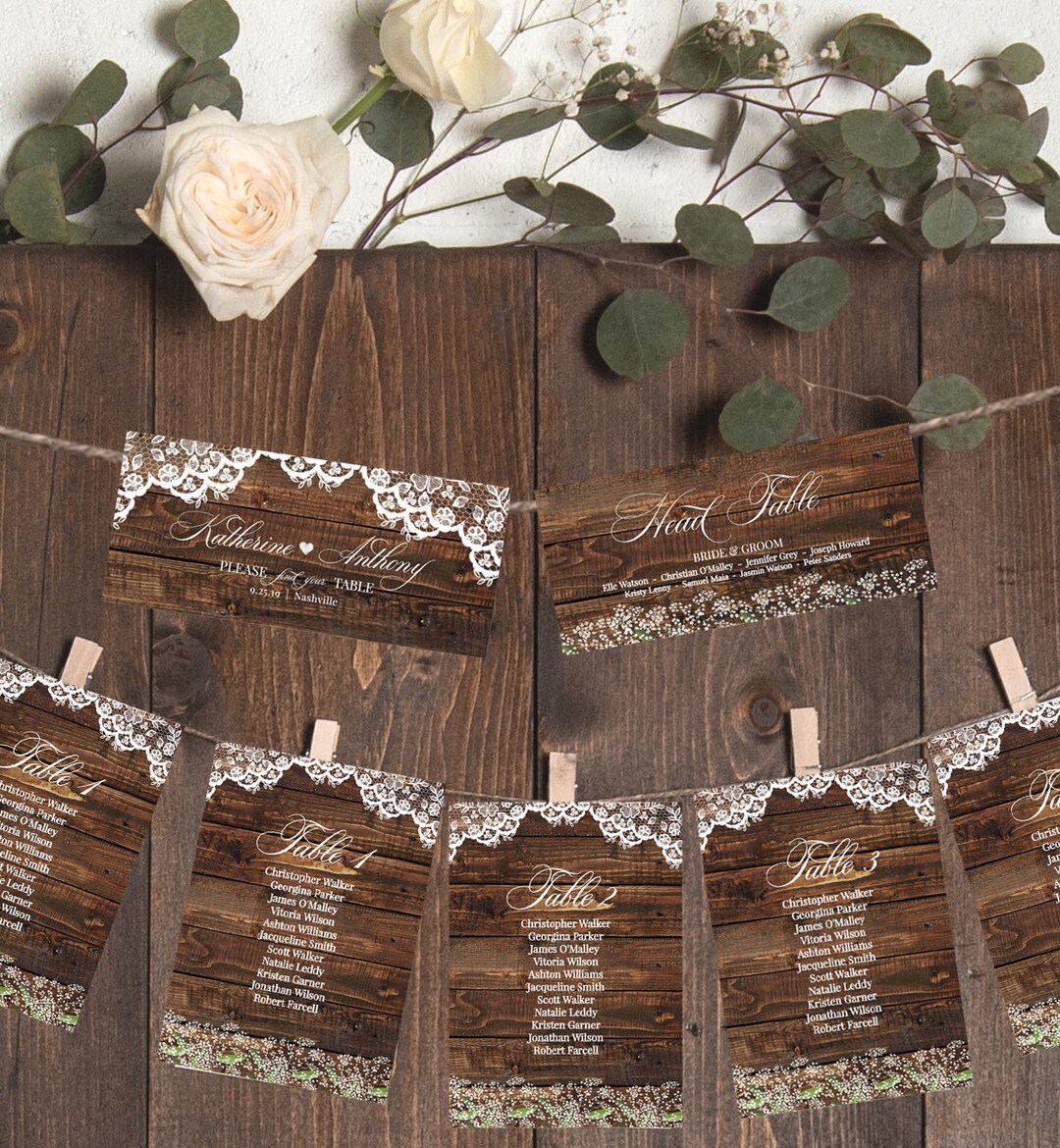 Rustic Seating Chart Template, Instant Download, Seating Chart Board ...