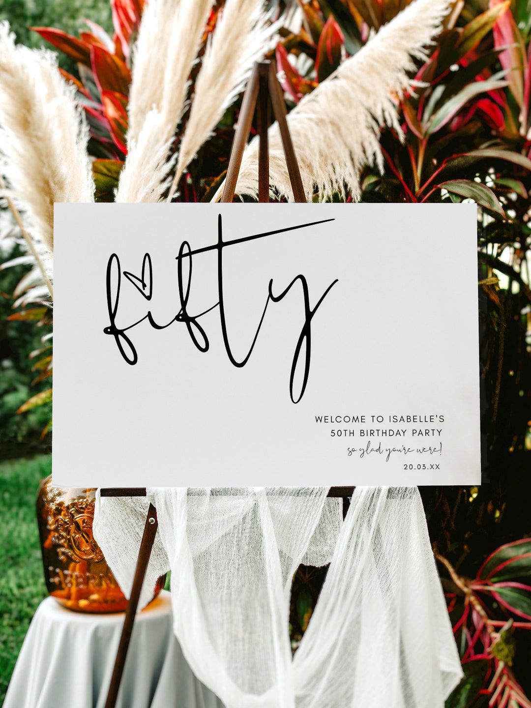 Fifty Birthday Welcome Sign Template, Modern 50th Birthday Welcome Sign ...