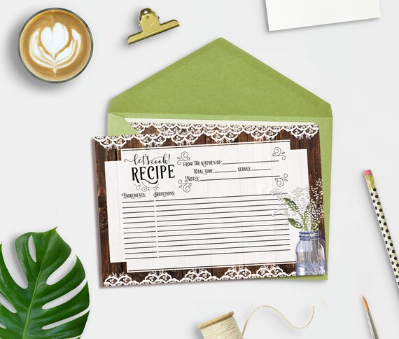 Recipe Card Printable Rustic Recipe Card Printable Recipe - Etsy