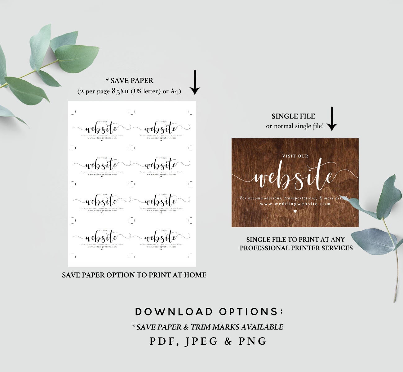 Wedding Website Card Insert Template, Editable Website Card, Wedding ...