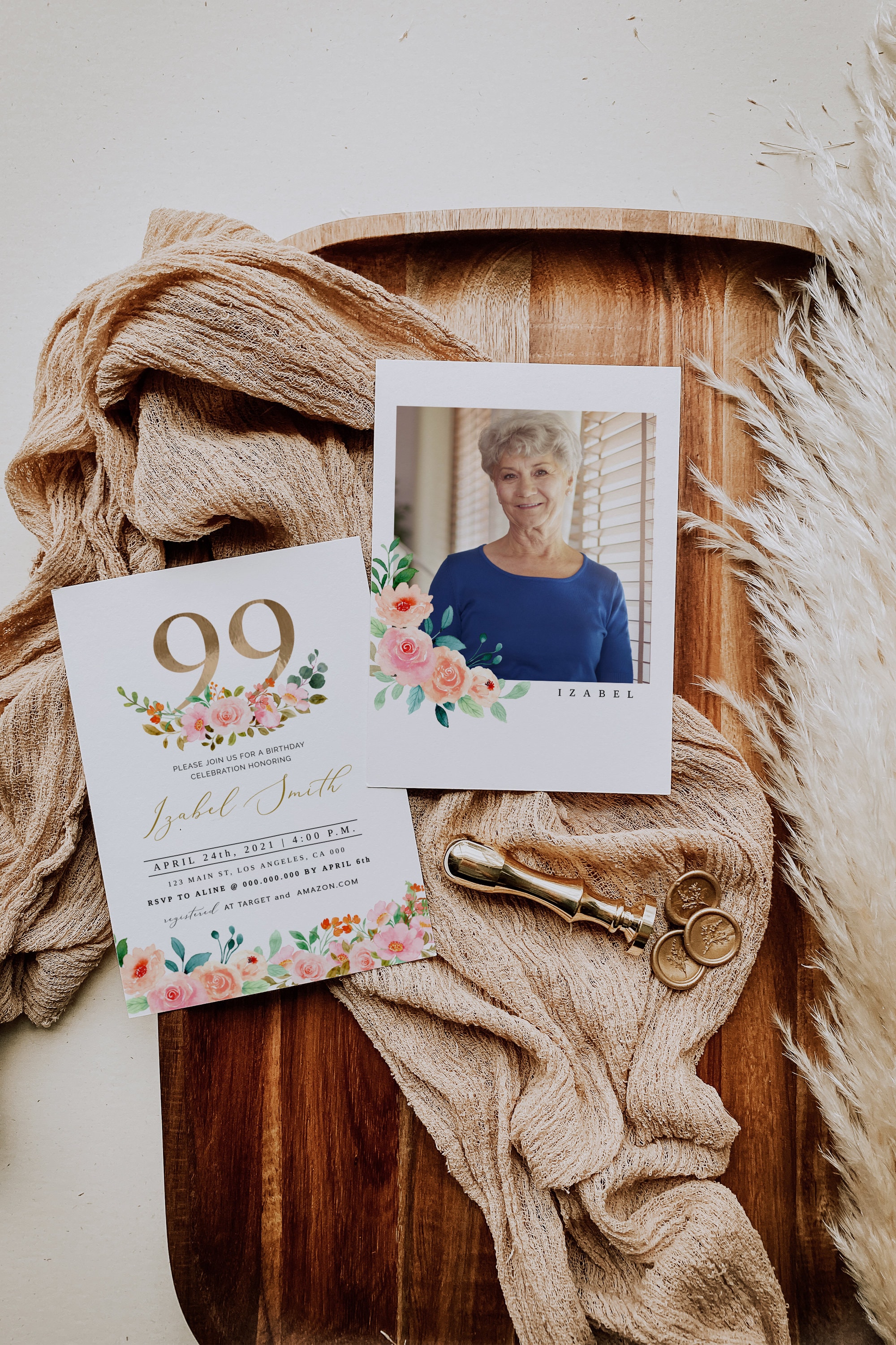 99th Birthday Invitation Elegant 99th Birthday Invite Floral - Etsy