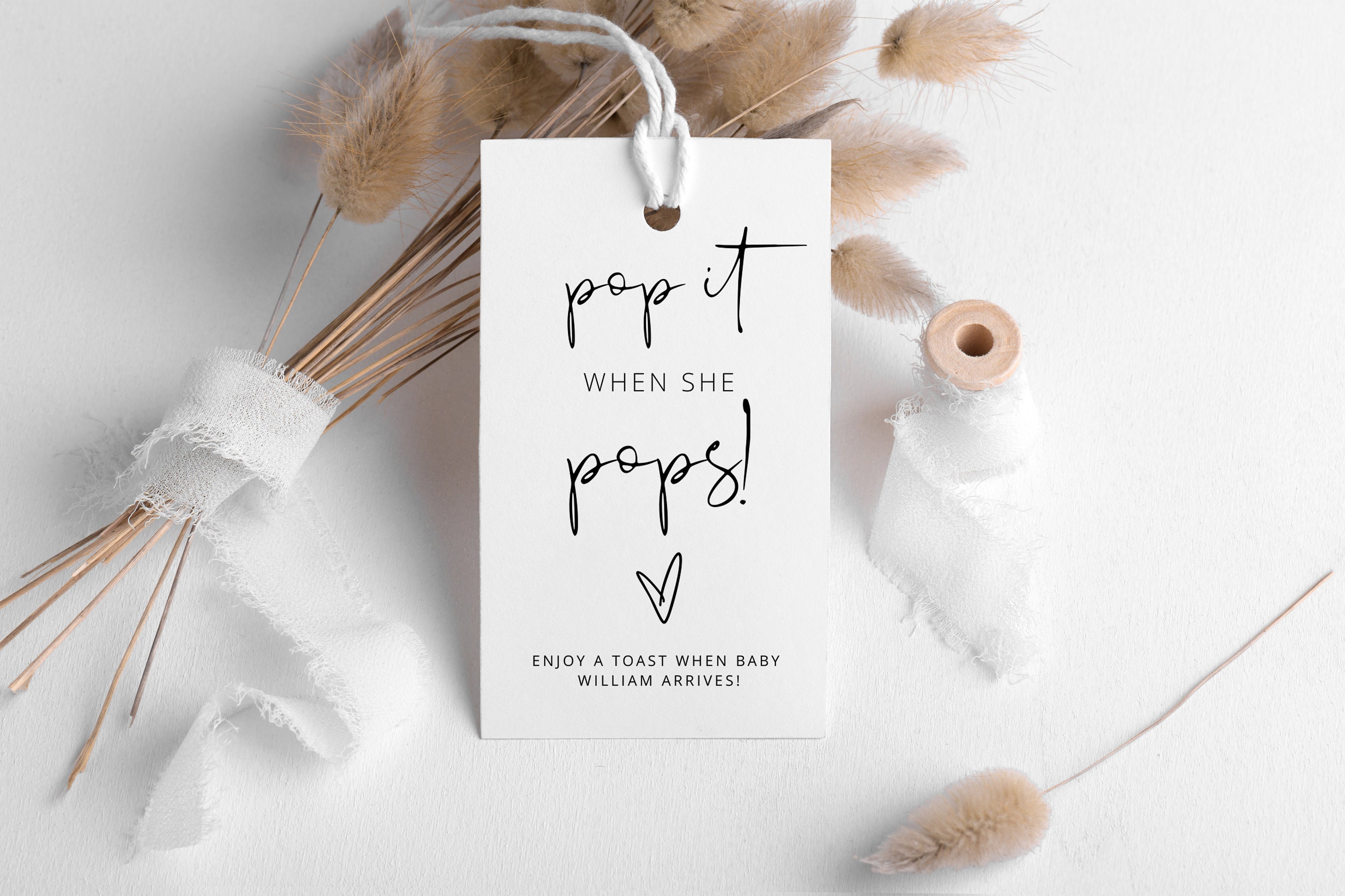 Pop It When She Pops Tag Template Modern Baby Shower - Etsy Australia