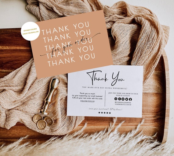 BIANCA Modern Thank You Package Insert Boho Boutique Thank | Etsy