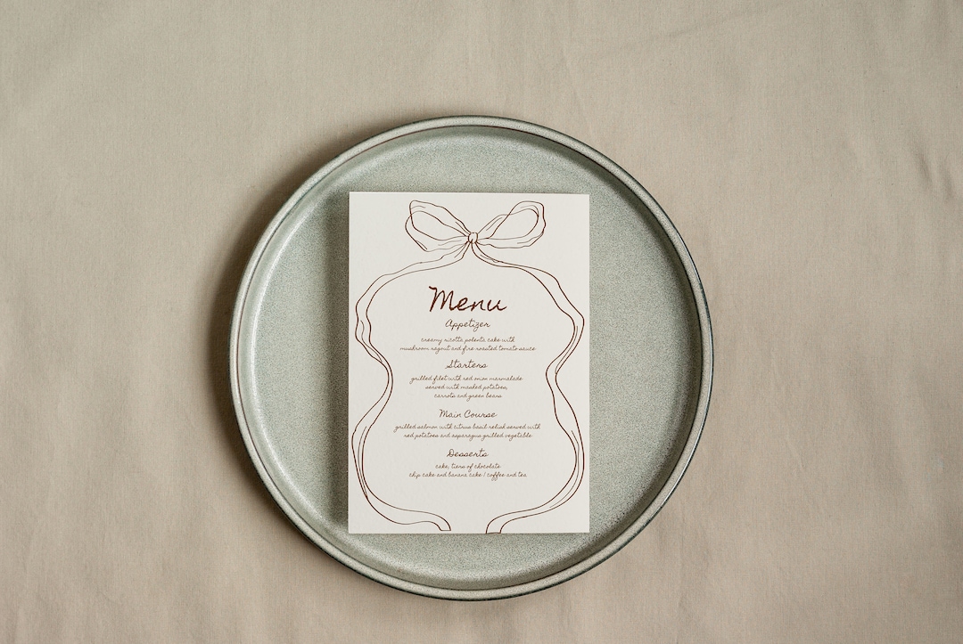 Hand Drawn Menu Dinner Template, Handwritten Menu Dinner, Bow Menu ...