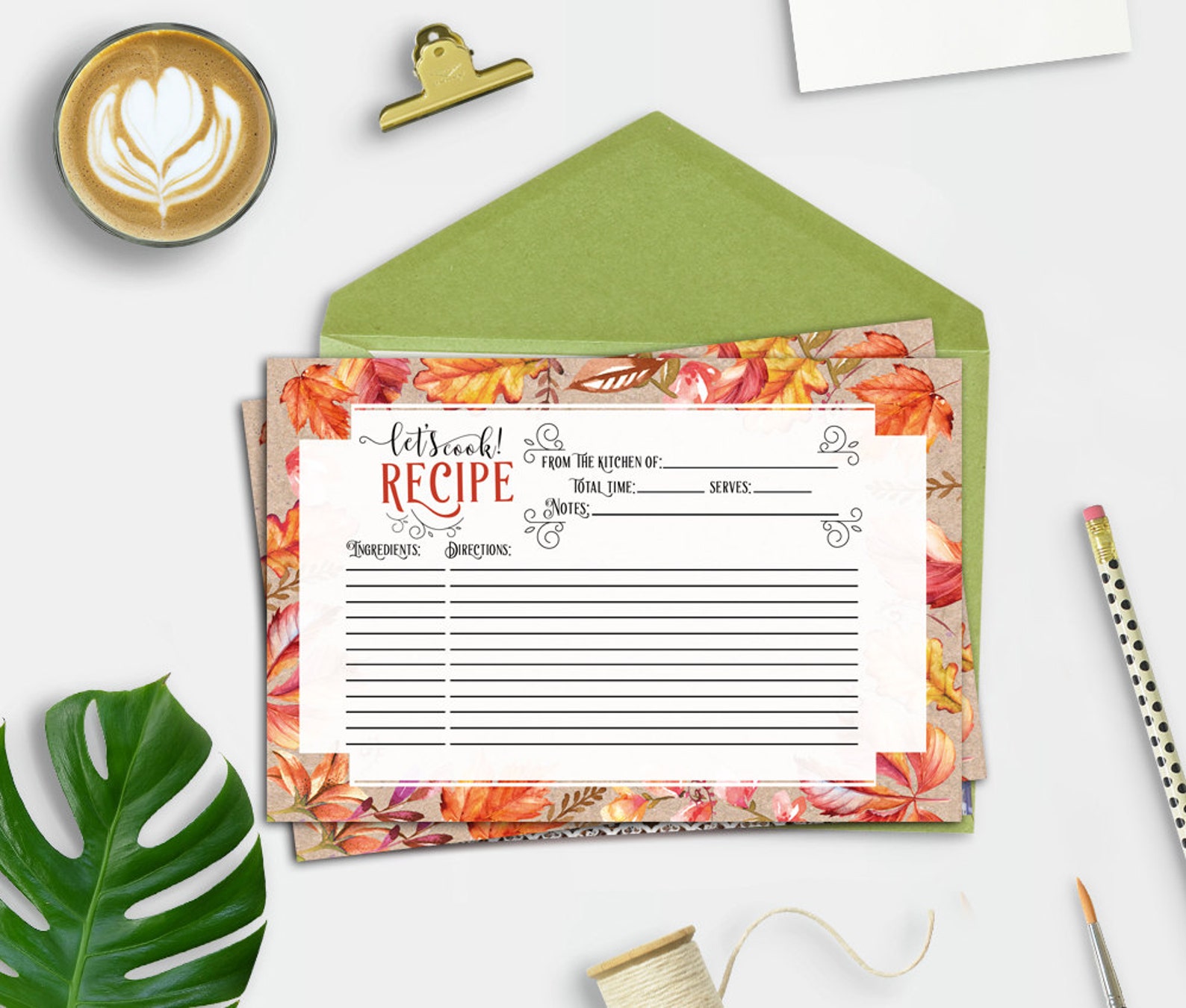 Fall Recipe Card Recipe Card Recipe Card Rustic Recipe Card - Etsy