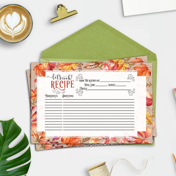 Fall Recipe Cards - Etsy