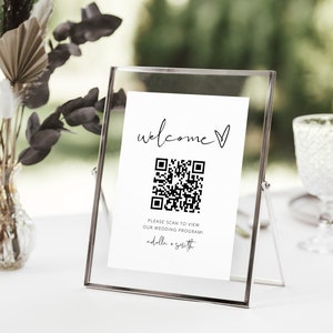QR Code Wedding Program Sign, Scan QR Code for Order of Service ...