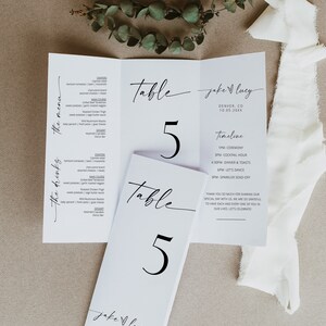 Minimalist Wedding Trifold Table Numbers, Modern Wedding Table Numbers ...