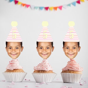 Photo Cupcake Toppers Printable, Kids Cupcake Toppers, Pink Birthday ...