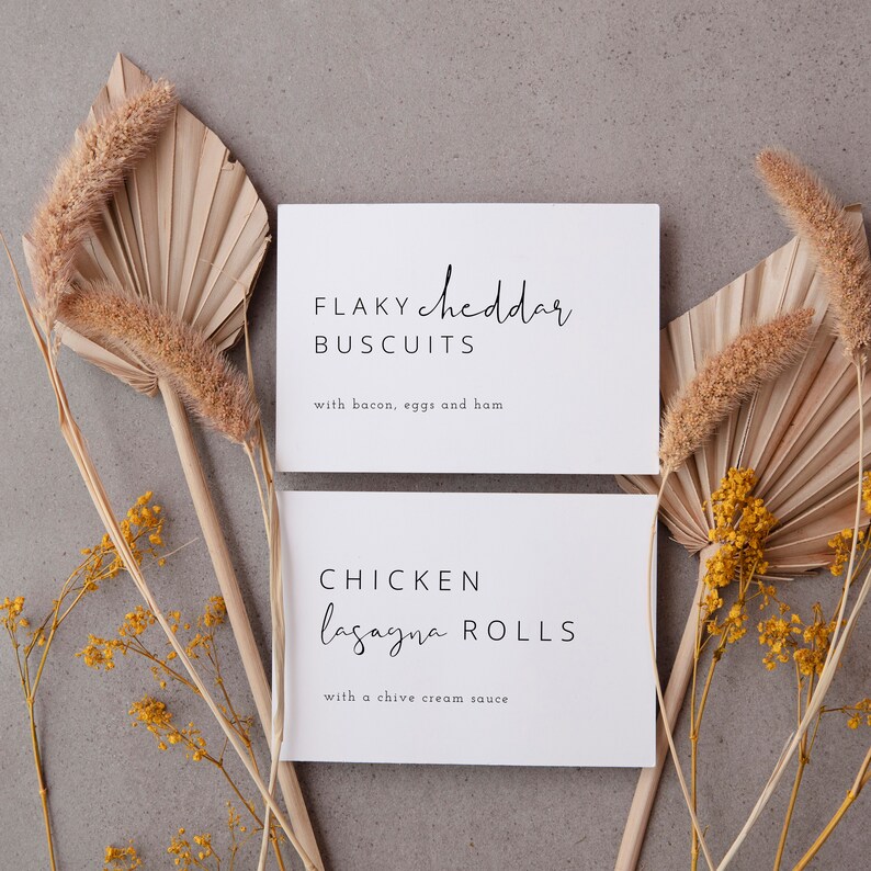 Minimalist Buffet Card Template Modern Wedding Buffet Cards - Etsy
