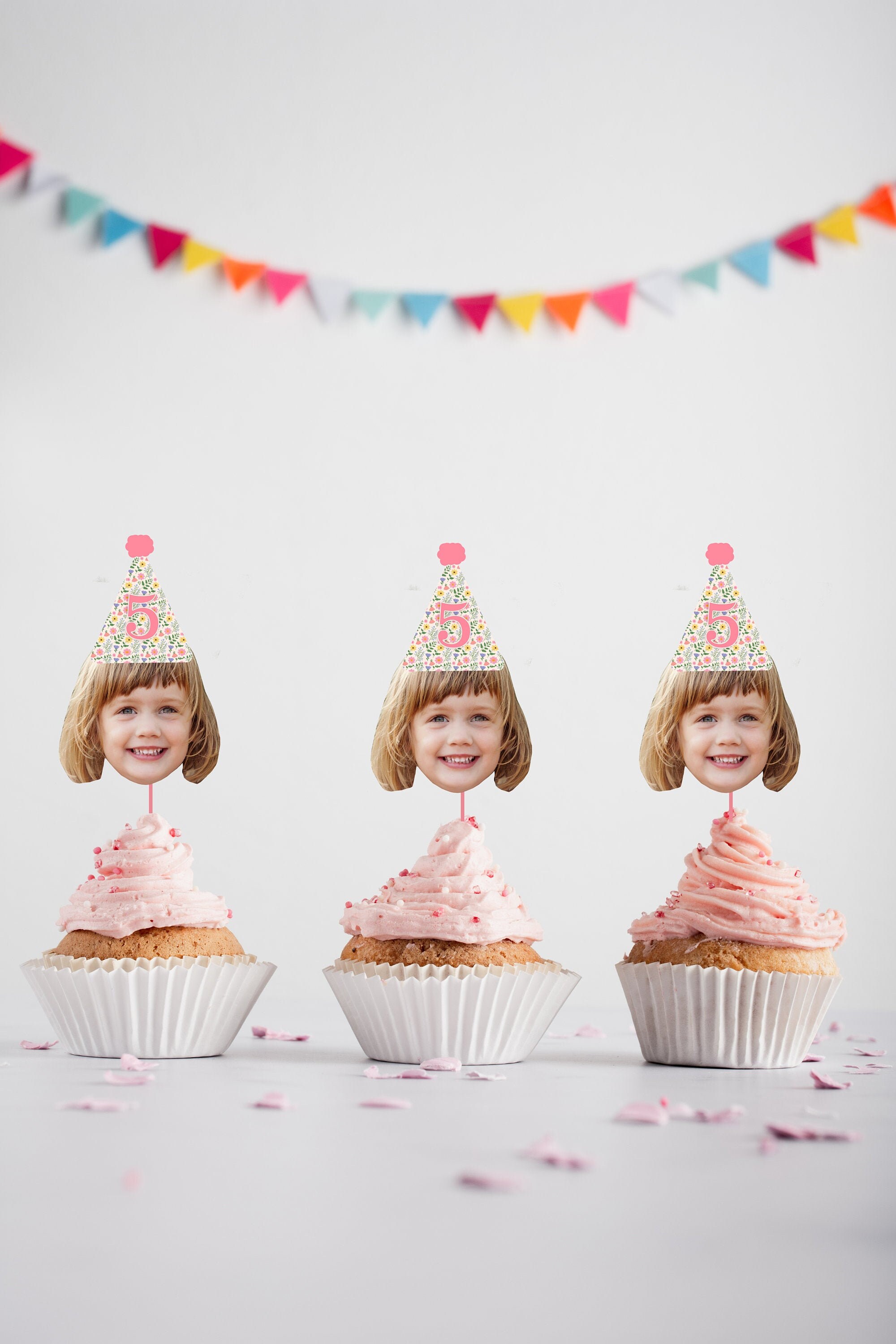 Floral Cupcake Toppers Floral Birthday Decor Personalized - Etsy