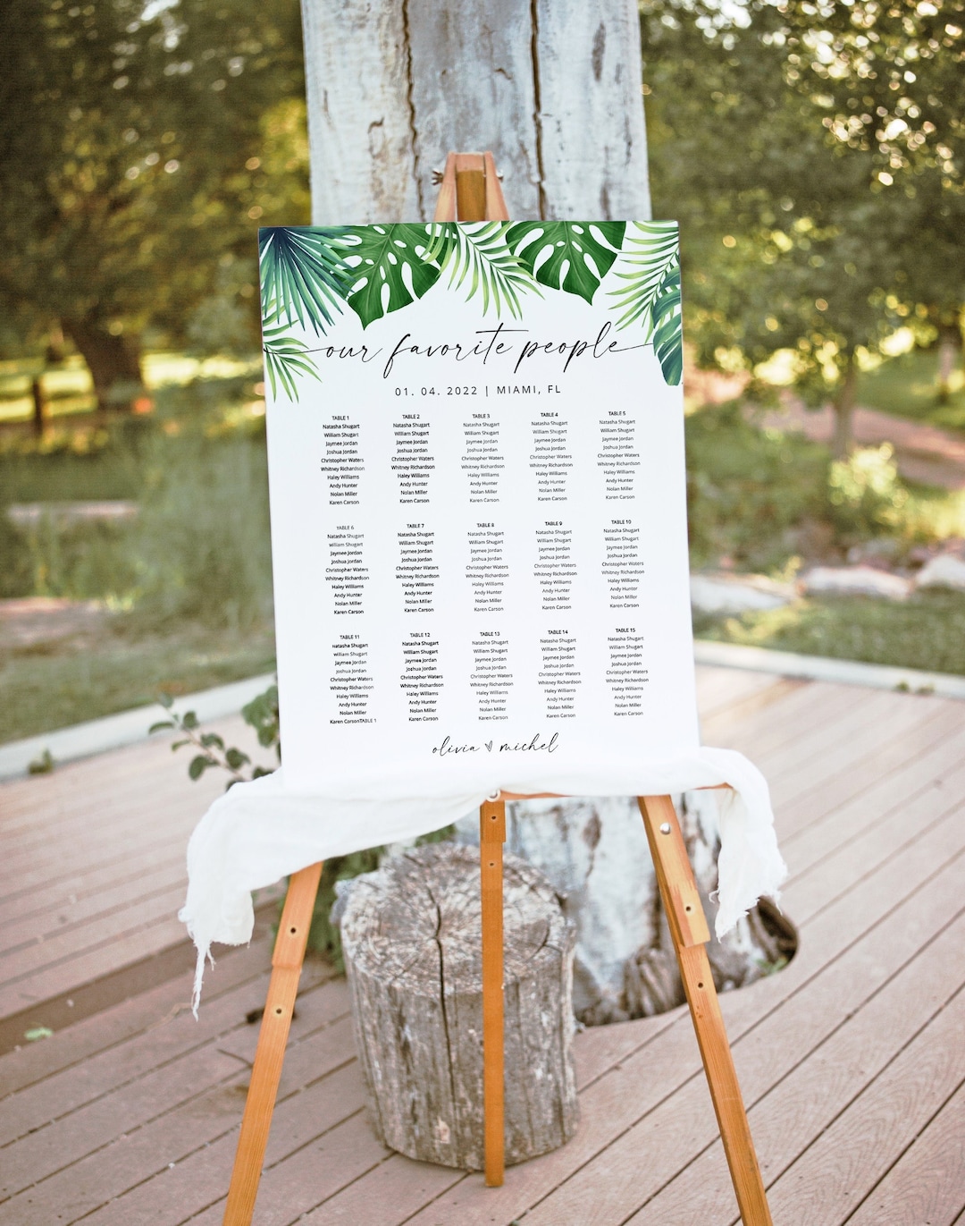 Tropical Wedding Table Seating Chart Template, Beach Wedding Seating ...