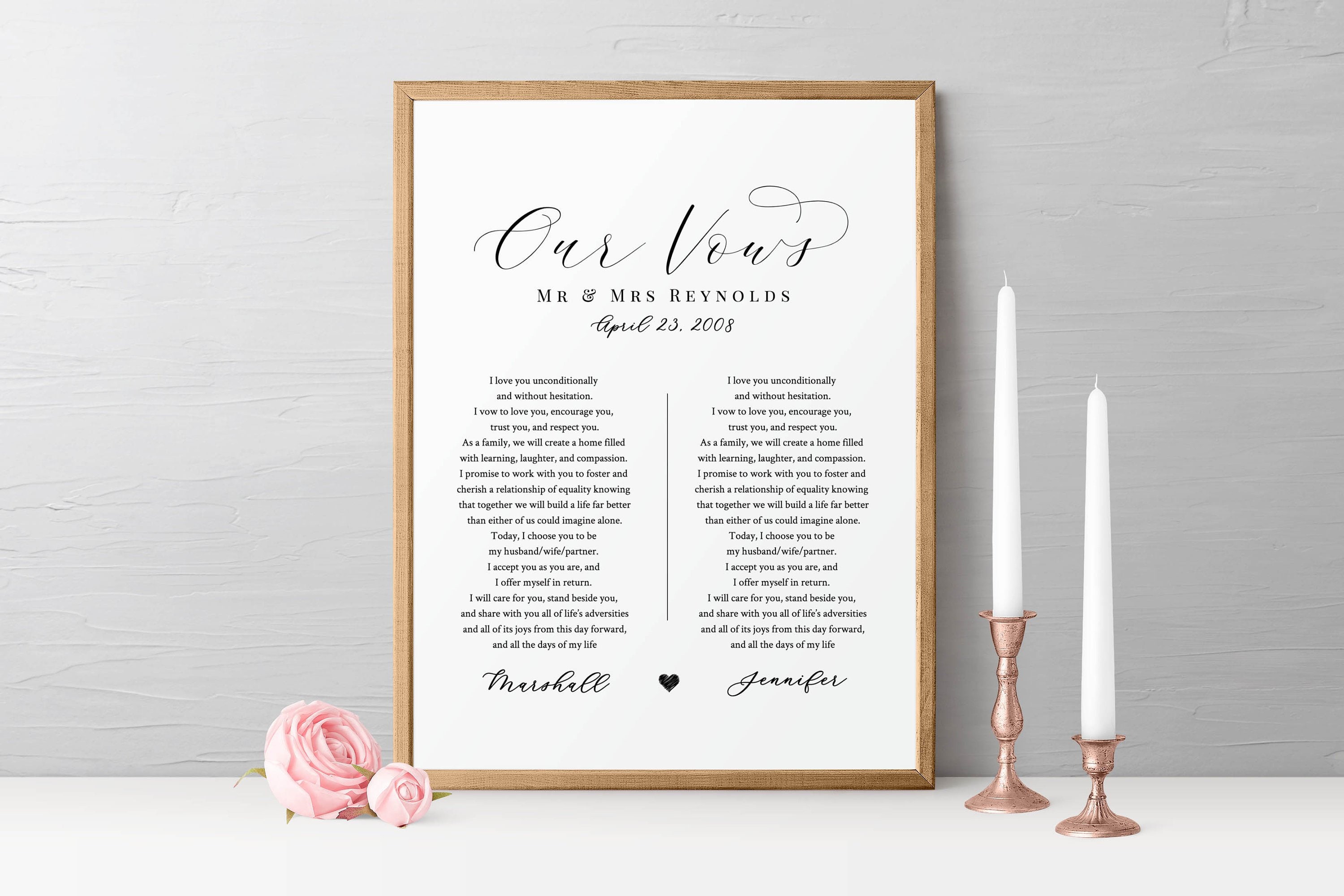 Digital Download Gift Wedding Vow Frame Wedding Vow Keepsake | Etsy