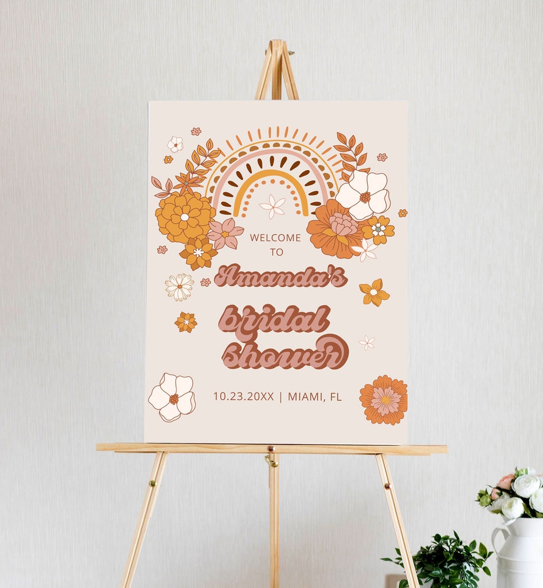 Groovy Welcome Sign Template, Retro 70s Bridal Shower Welcome Sign ...