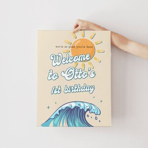 Big ONE Surf Birthday Welcome Sign, Surf Birthday Welcome Poster, First ...