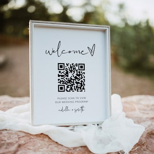 QR Code Wedding Program Sign, Scan QR Code for Order of Service ...