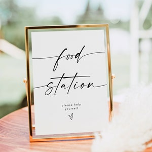 Minimalist Food Station Sign, Wedding Food Station Sign Template, Food ...