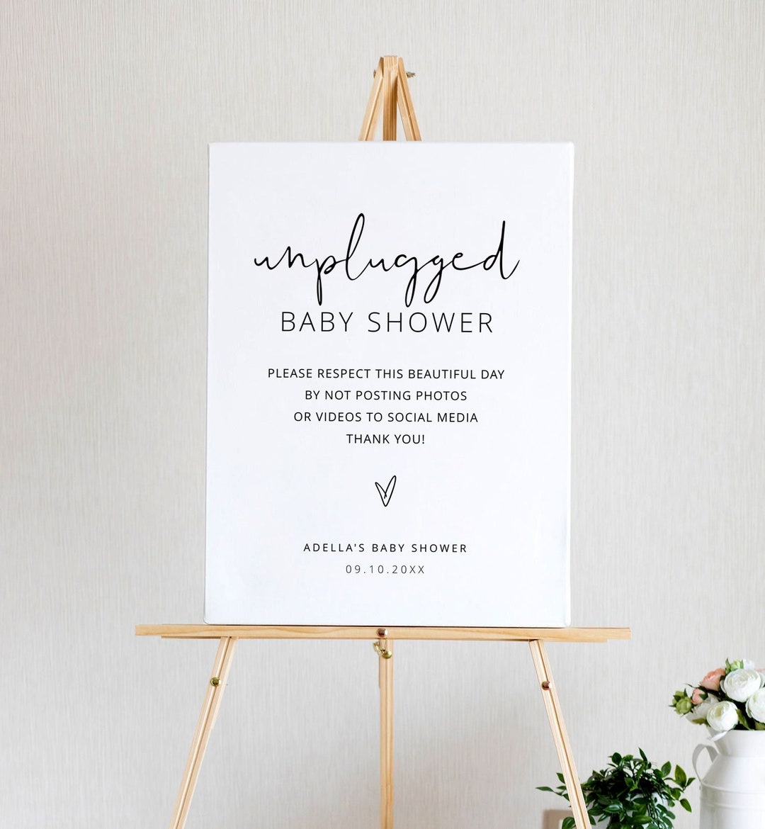 Unplugged Baby Shower Sign, No Posting to Social Media, No Sharing ...