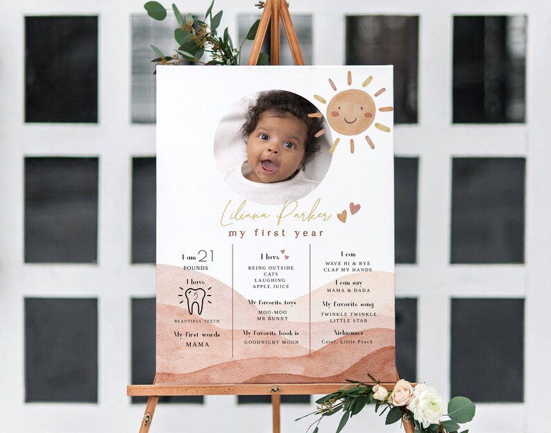 Sun First Birthday Milestones Sign Printable Boho Sunshine - Etsy