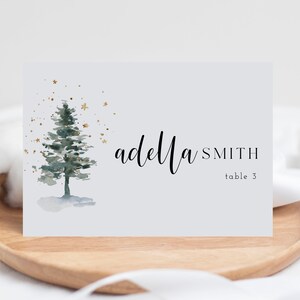 Christmas Dinner Place Card Template, Editable Christmas Place Card ...