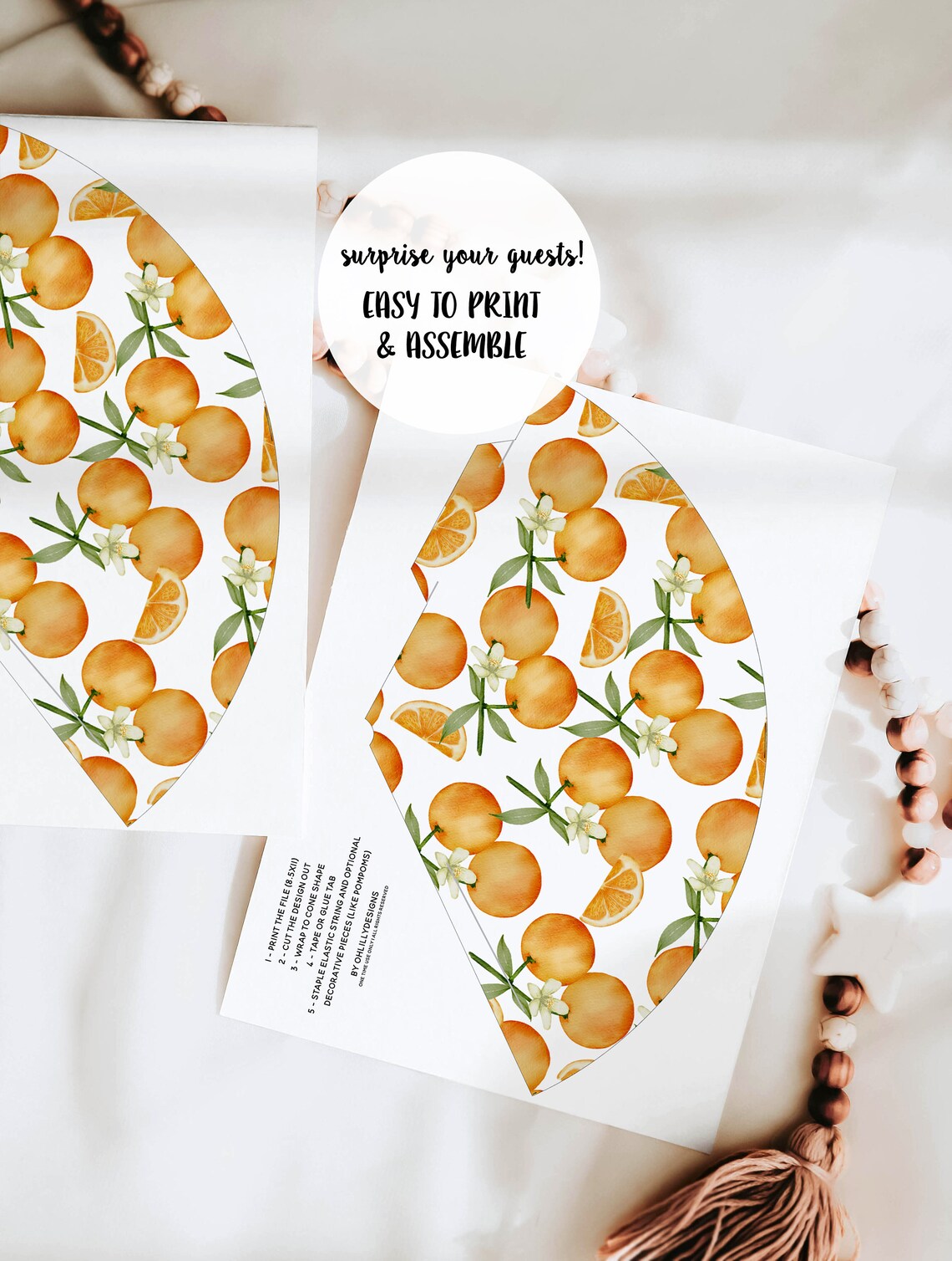 Orange Birthday Party Hat, Little Cutie Orange Party Hats, Citrus Party ...