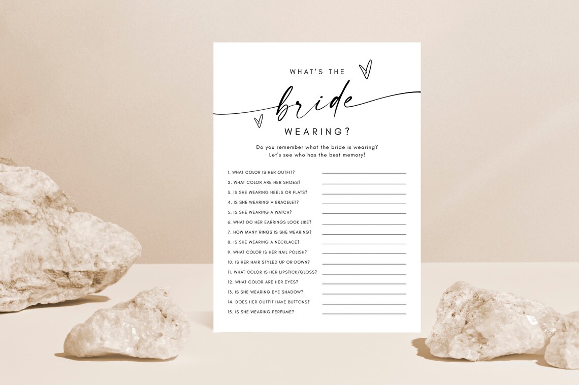 What is the Bride Wearing Bridal Shower Game, Bride Wearing Game ...
