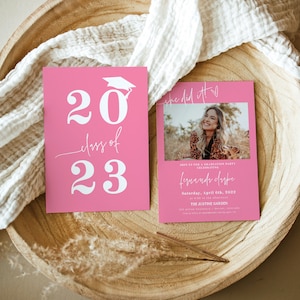 Hot Pink Graduation Invitation Template, Hot Pink Graduation Party ...