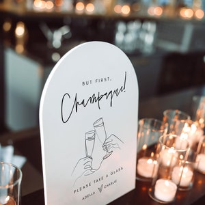 But First Champagne Wedding Sign, Wedding Champagne Sign, Minimalist ...