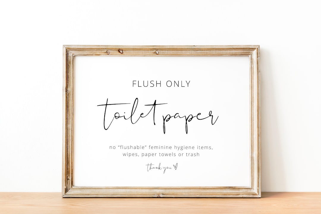 Flush Only Toilet Paper Sign, Wedding Bathroom Sign Editable, Wedding ...