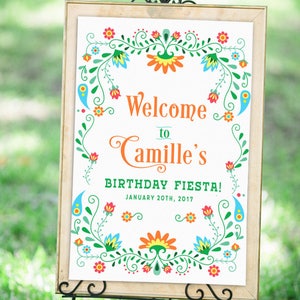 Let's Fiesta Party Welcome Sign, Fiesta Birthday Welcome Poster ...