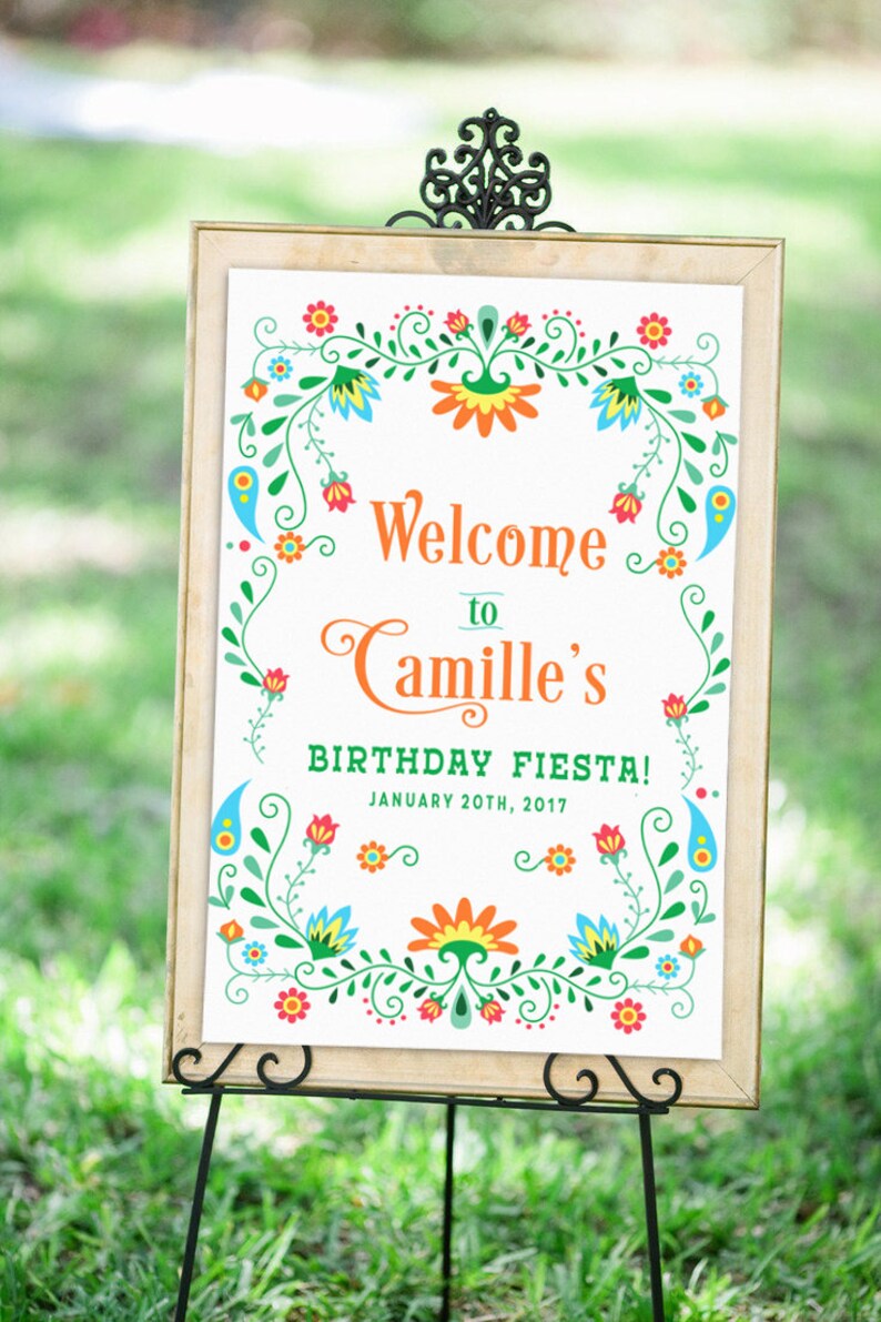 Let's Fiesta Party Welcome Sign Fiesta Birthday Welcome - Etsy