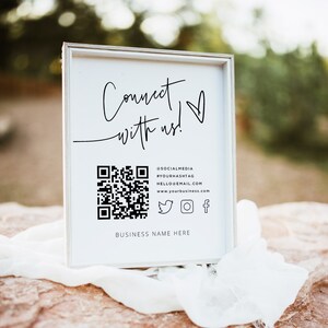 Connect With Us QR Code Sign, Business Social Media Sign Template ...