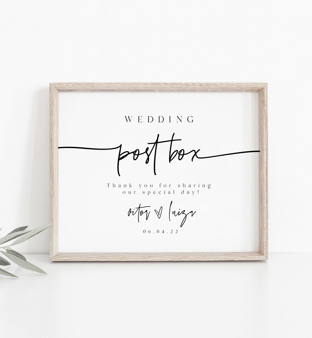 Ellia | Wedding Post Box Sign, Wedding Card Sign, Minimalist Modern ...