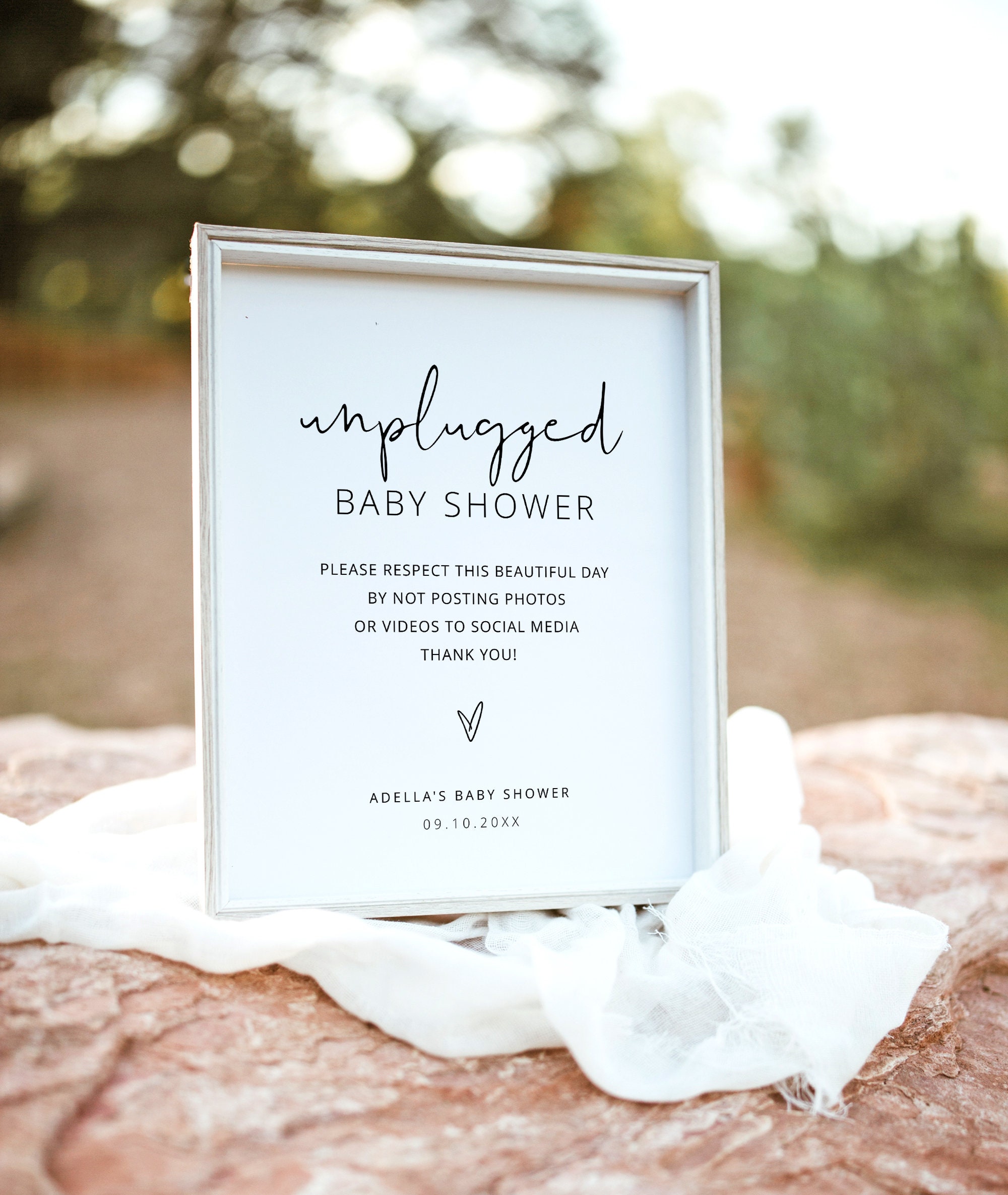 Unplugged Baby Shower Sign, No Posting to Social Media, No Sharing ...