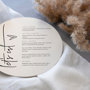 ELLIA | Wedding Round Menu Template, Round Menu Cards Template, Modern ...