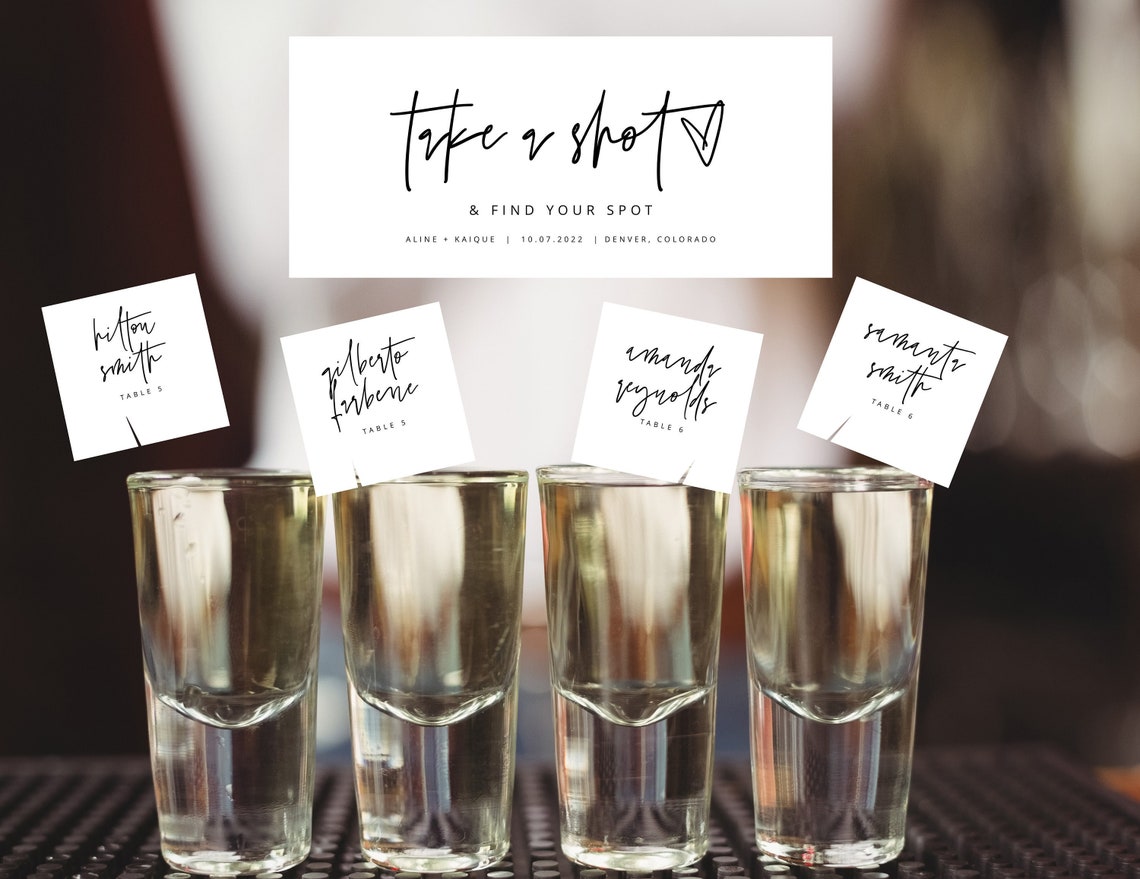 ELLIA Shot Glass Seating Chart Template Champagne Seating - Etsy