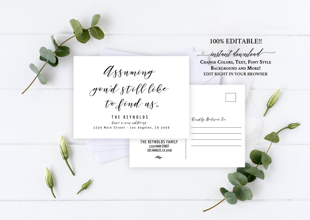 New Home Announcement Postcard, Moving Announcement Cards, New Address ...