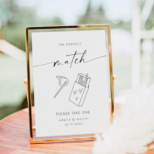 The Perfect Match Wedding Sign Template, Wedding Matches Sign, Modern ...