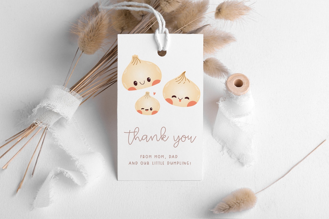 Dumpling Thank You Tags Printable, Bao Dumpling Baby Shower Favor Tags ...