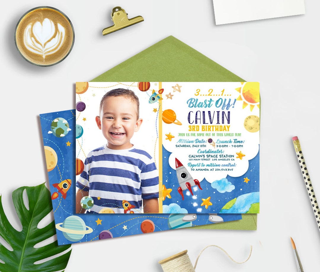 Invitación de cumpleaños espaciales, Invitación al espacio exterior ...