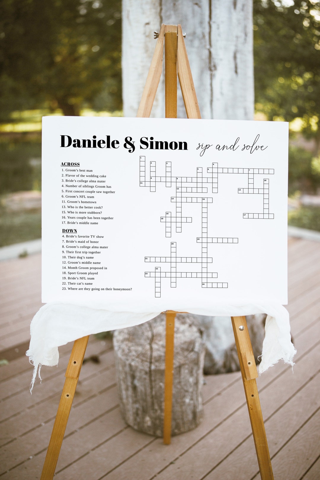 Modern Wedding Crossword Puzzle Game for Reception, Wedding Puzzle Ice ...