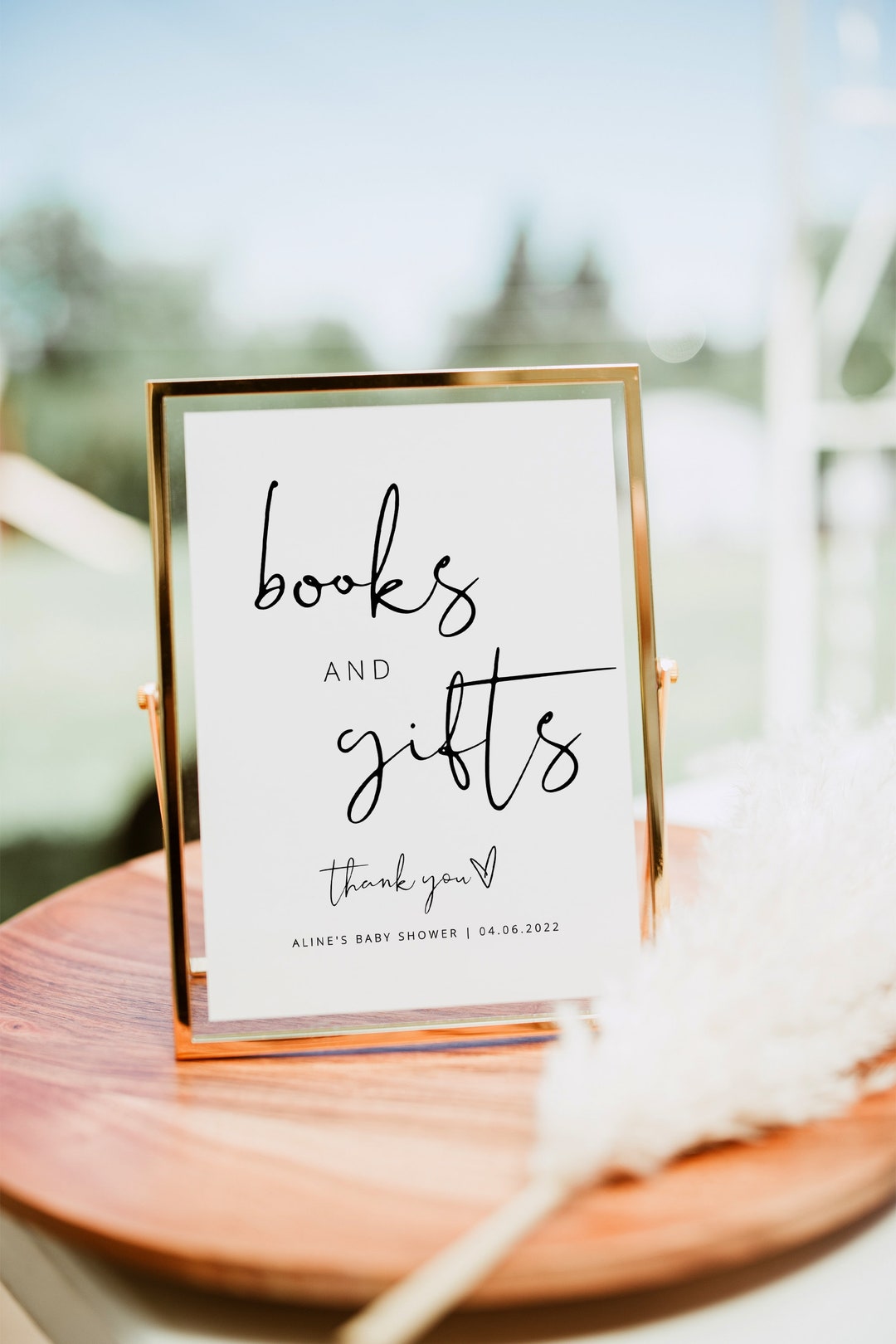 Books and Gifts Baby Shower Sign, Baby Shower Cards and Gifts Sign ...