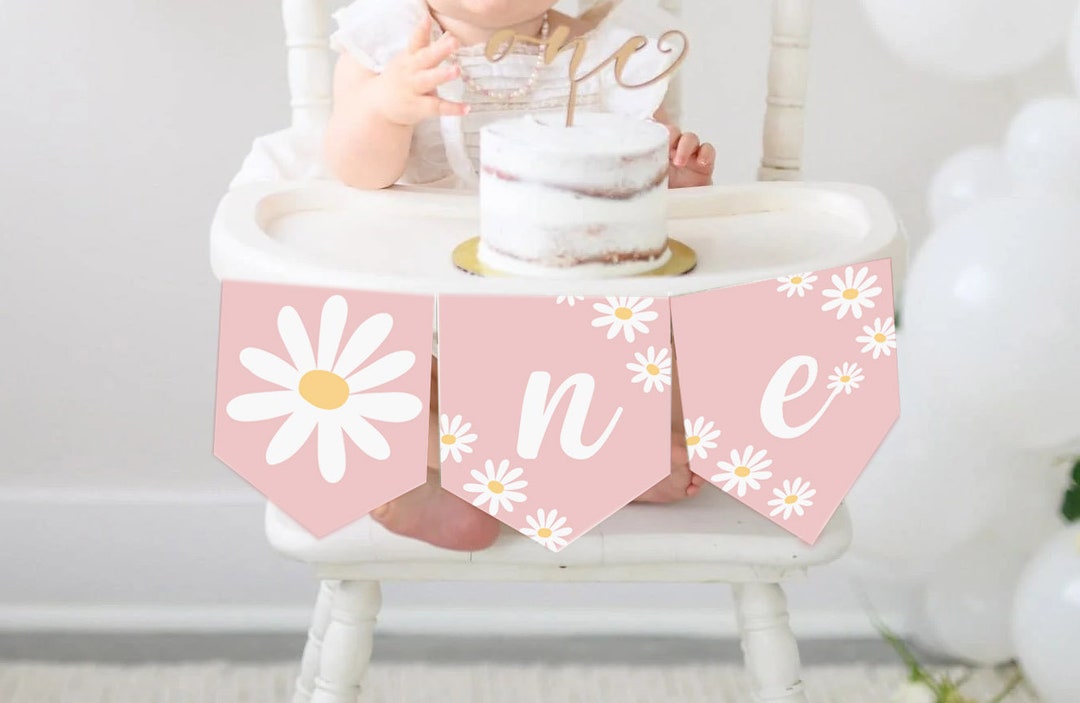 Daisy Birthday Highchair Banner, Little Miss One-derful Birthday Party ...