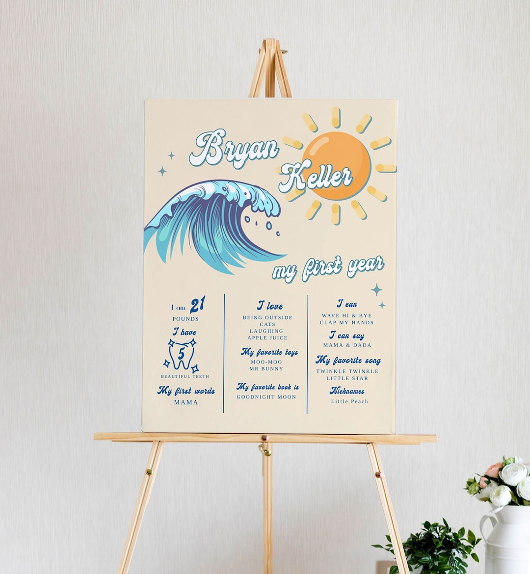 The Big One Surf Birthday Milestone Board, Surfing Birthday Milestone ...