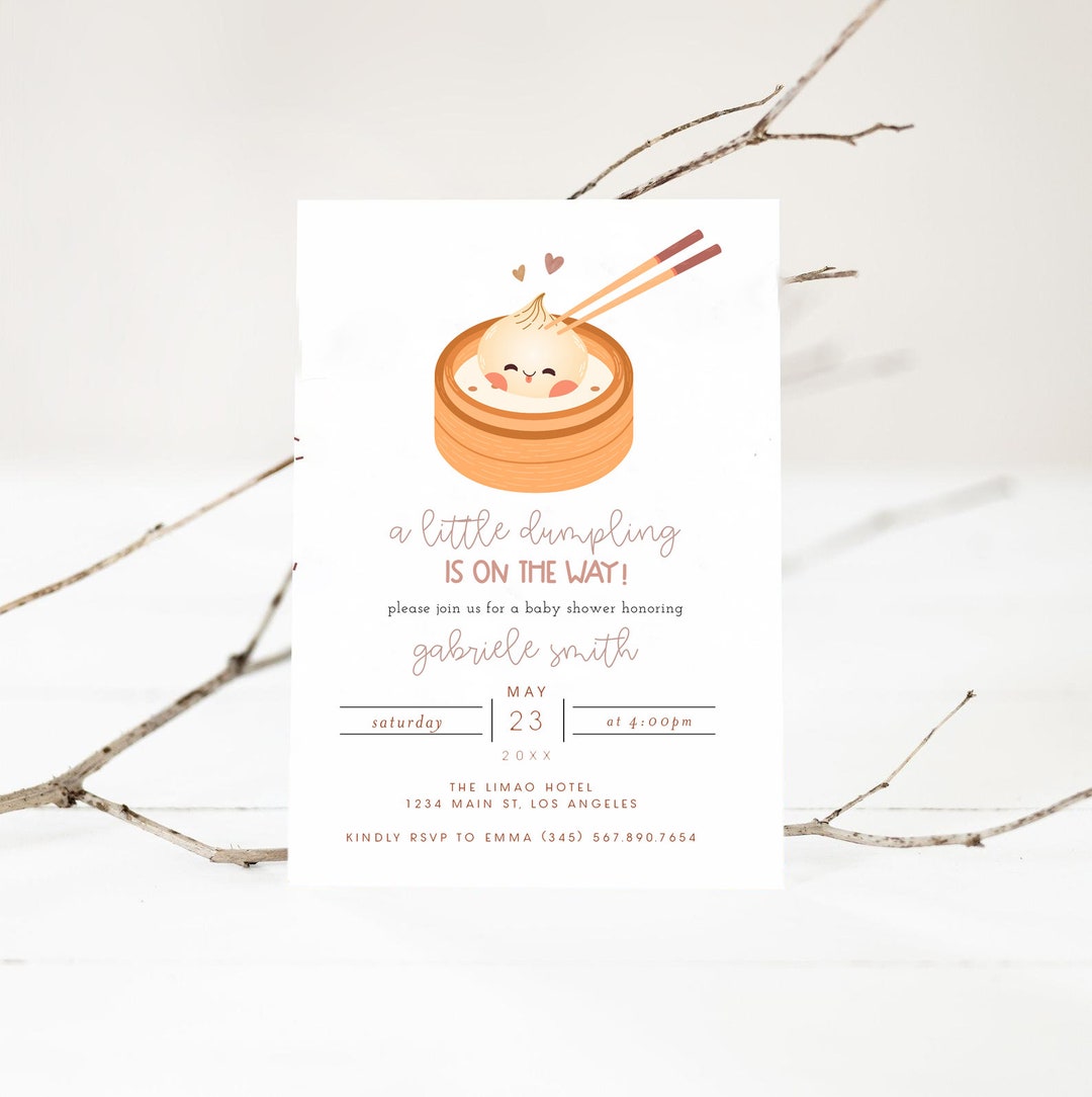 Bao Dumpling Baby Shower Invitation, Dim Sum Baby Shower, Dumpling ...